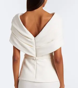 Safiyaa Loura Peplum Crêpe Gown - White