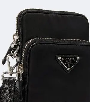 Prada Re-nylon And Saffiano Leather Phone Pouch