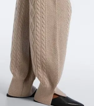 LISA YANG Bryndis Cable-knit Cashmere Wide-leg Pants