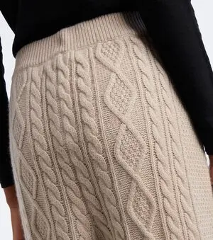 LISA YANG Bryndis Cable-knit Cashmere Wide-leg Pants