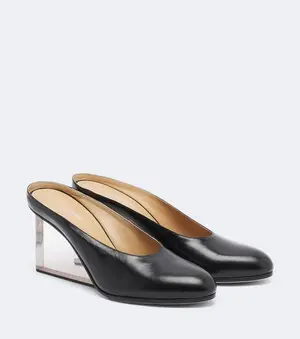 MAISON MARGIELA Leather Wedge Mules - Black