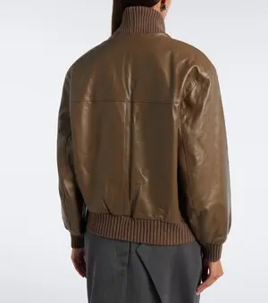 Victoria Beckham Zana Leather Bomber Jacket