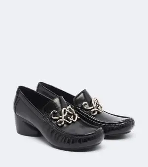 Loewe Oval Double L Leather Loafer Pumps