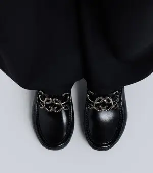 Loewe Oval Double L Leather Loafer Pumps