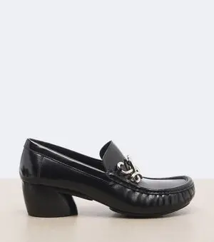 Loewe Oval Double L Leather Loafer Pumps