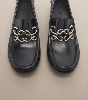 Loewe Oval Double L Leather Loafer Pumps