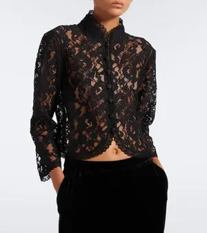 FRAME Salon Sheer Lace Top