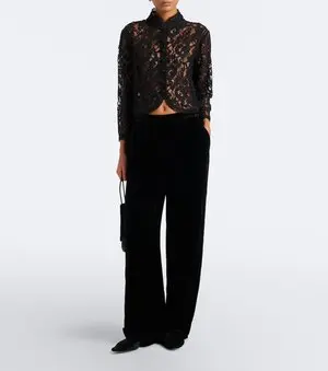 FRAME Salon Sheer Lace Top