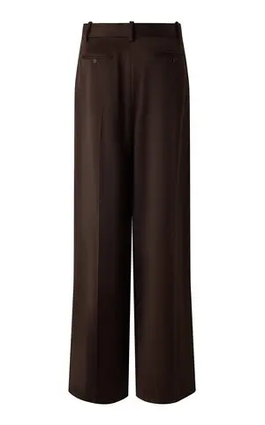 KATE HUNDLEY Exclusive Mid-rise Double-pleated Wool Trousers - Brown