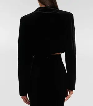 Khaite Samo Floral-appliqué Cropped Velvet Jacket