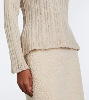 Moncler Cable-knit Wool-blend Turtleneck Sweater