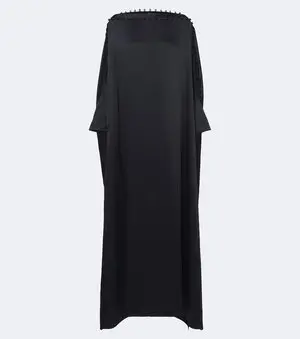 TALLER MARMO Mila Off-shoulder Satin Kaftan - Blue