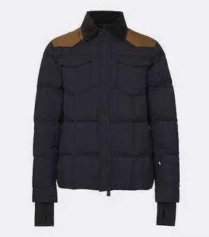 Moncler Geltech Corduroy-trimmed Ski Jacket - Blue