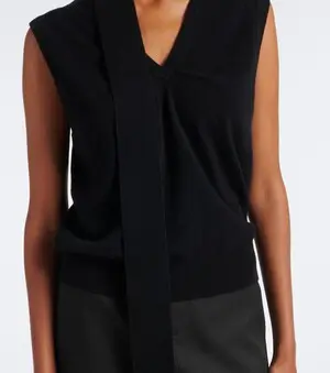 LISA YANG Ellisyn Scarf-detail Cashmere Top