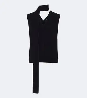 LISA YANG Ellisyn Scarf-detail Cashmere Top - Black