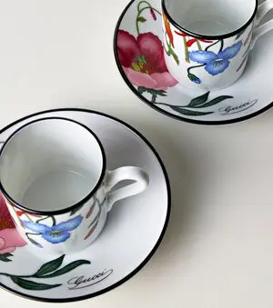 Gucci Flora Set Of 2 Espresso Cups And Saucers