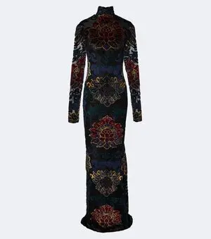 Etro Embroidered Velvet Gown