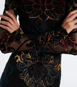Etro Embroidered Velvet Gown