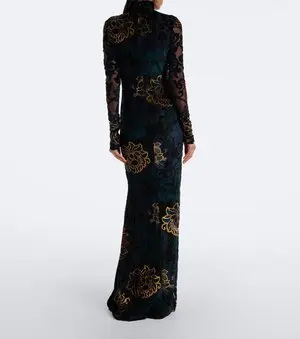 Etro Embroidered Velvet Gown