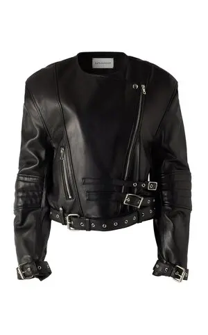 KATE HUNDLEY Exclusive Charli Leather Moto Jacket - Black