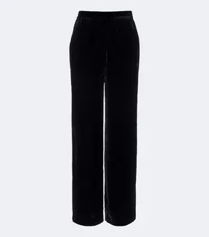 FRAME Plaza Velvet Straight Pants - Black