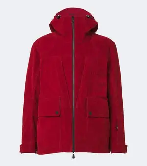 Moncler Airolo Cotton Corduroy Ski Jacket - Red