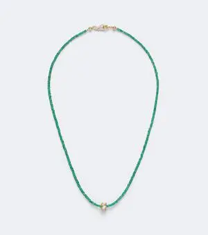 SUZANNE KALAN Infinite 18kt Gold Beaded Necklace With Emeralds And Diamonds