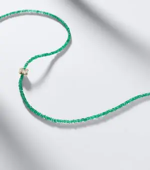 SUZANNE KALAN Infinite 18kt Gold Beaded Necklace With Emeralds And Diamonds
