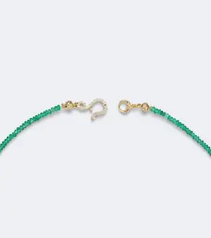 SUZANNE KALAN Infinite 18kt Gold Beaded Necklace With Emeralds And Diamonds