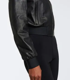 Gucci Cropped Leather Bomber Jacket