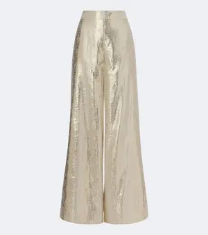 JOSEPH Selene Silk-blend Lamé Wide-leg Pants - Silver