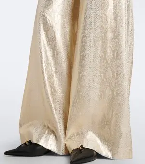 JOSEPH Selene Silk-blend Lamé Wide-leg Pants