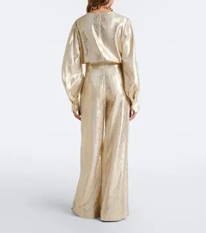 JOSEPH Selene Silk-blend Lamé Wide-leg Pants
