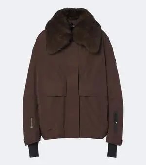 Moncler Shearling-trimmed Down Ski Jacket - Brown
