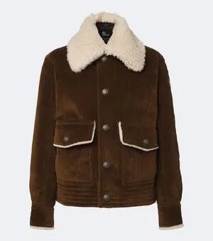 Moncler Shearling-trimmed Corduroy Down Jacket - Brown