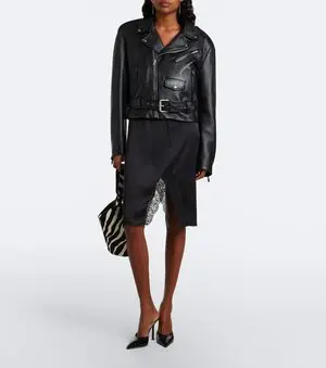 CHRISTEN Helix Croc-effect Patent Leather Mules