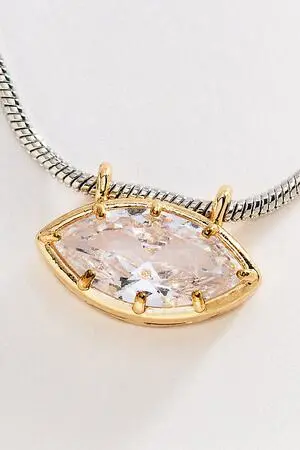 Anthropologie Mixed Metal Crystal Pendant Necklace - Silver