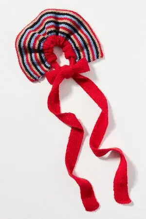 Anthropologie Knit Scrunchie Red Pattern