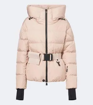 Moncler Bouquetin Belted Hooded Down Ski Jacket - Pink