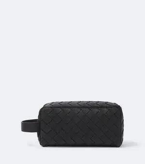 Bottega Veneta Intrecciato Leather Toiletry Bag - Black