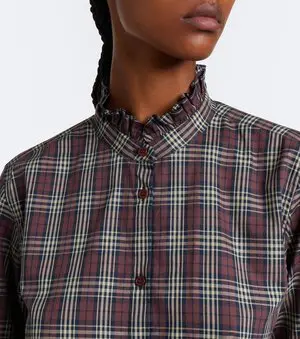 NILI LOTAN Elio Ruffled Checked Cotton Shirt