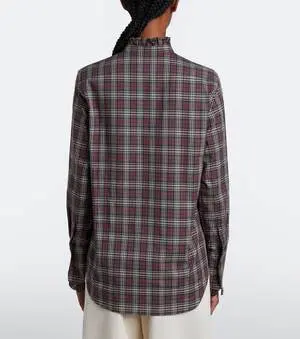 NILI LOTAN Elio Ruffled Checked Cotton Shirt