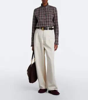 NILI LOTAN Elio Ruffled Checked Cotton Shirt