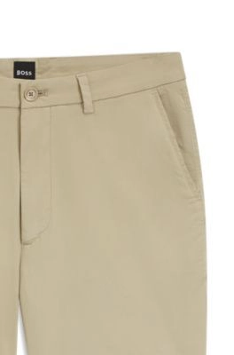 BOSS Modern-fit Shorts In Stretch-cotton Twill - Light Beige