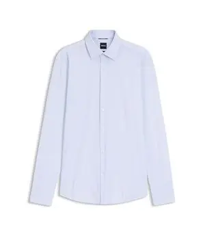 BOSS Printed Slim-fit Shirt In Performance-stretch Jersey - Light Blue
