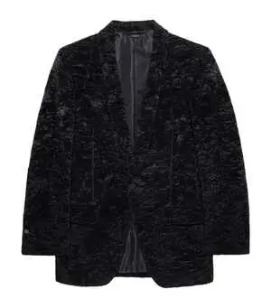 TOM FORD Silk Plissé Colbert Blazer - Black