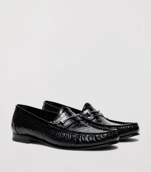 TOM FORD Calf Leather Croc-embossed Oscar Loafers