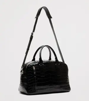 TOM FORD Large Calfskin Croc-embossed Victor Shoulder Bag