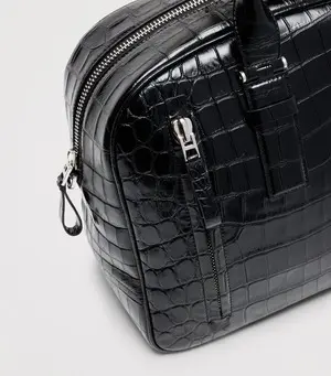 TOM FORD Large Calfskin Croc-embossed Victor Shoulder Bag