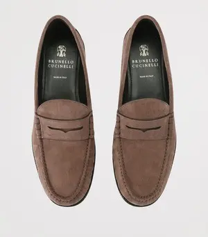 Brunello Cucinelli Suede Penny Loafers